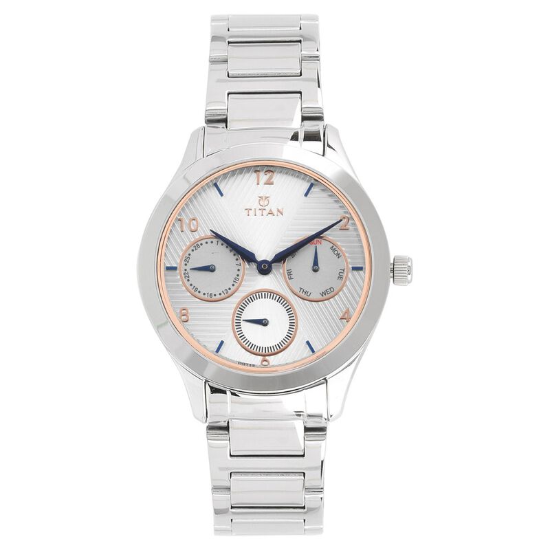 Buy Online Titan Workwear White Dial Women Watch With Stainless Steel ...