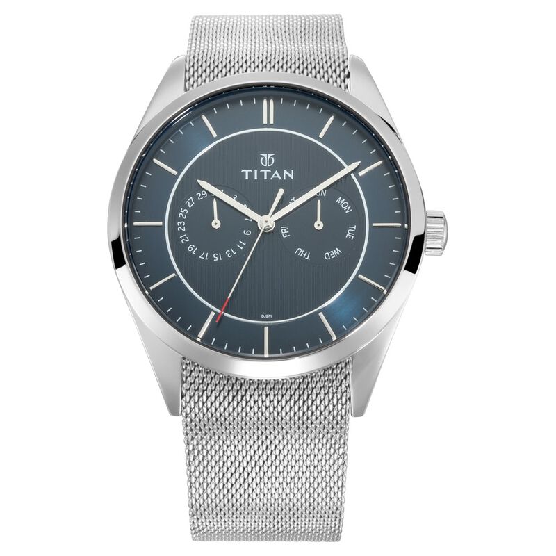 Buy Online Titan Quartz Multifunction Blue Dial Stainless Steel Strap ...