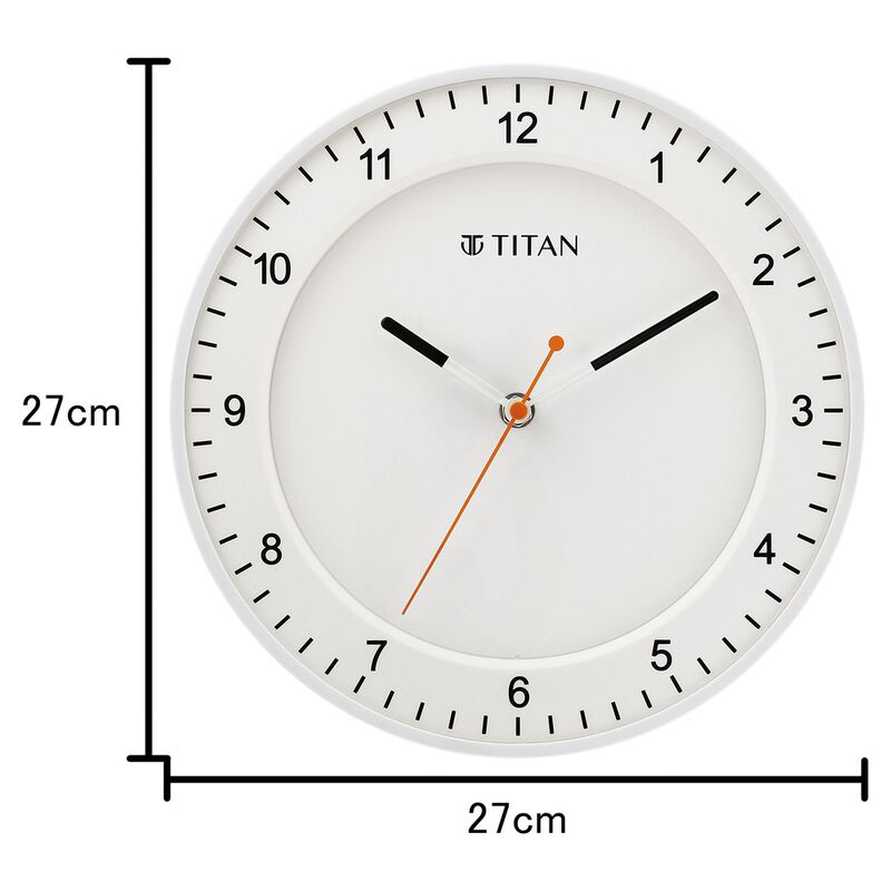 Buy Online Titan Contemporary White Wall Clock with Domed Glass and ...