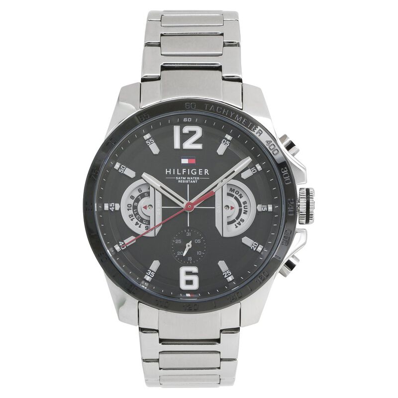 Buy Online Tommy Hilfiger Quartz Multifunction Black Dial Metal Strap ...