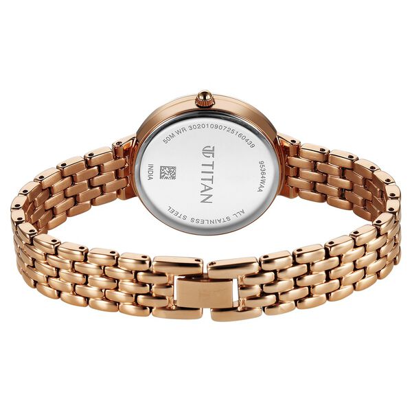 Buy Online Titan Eminence Quartz Analog Pink Dial Rose Gold Strap Watch ...