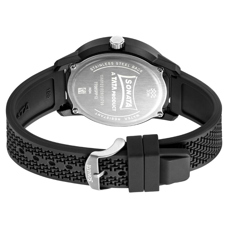 Buy Online Sonata Quartz Analog Black Dial PU Strap Watch for Men ...