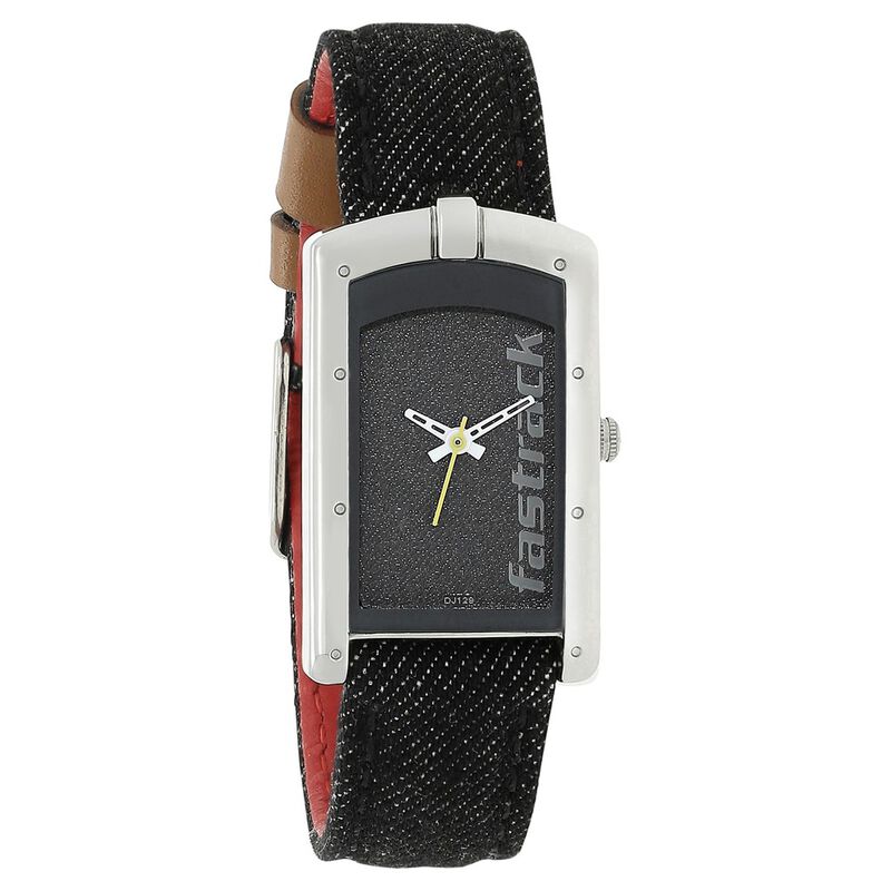 Buy Online Fastrack Denim Quartz Analog Black Dial Denim Strap Watch ...