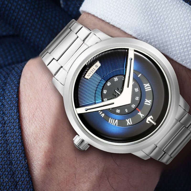 Buy Online Titan Maritime Quartz Analog Blue Dial Stainless Steel Strap ...