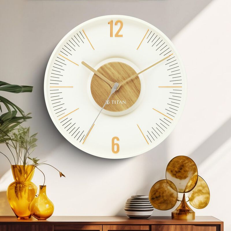 Buy Online Titan Earth Flare Wall Clock - Wood Texture - w0093pa01 | Titan