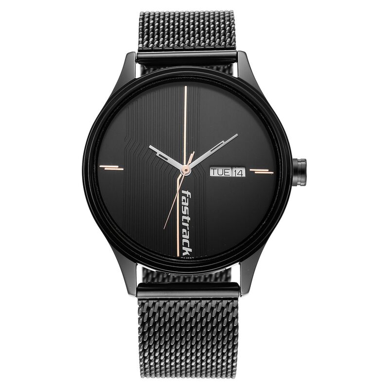 Buy Online Fastrack Style Up Quartz Analog with Day and Date Black Dial ...