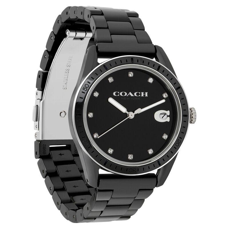 Buy Online Coach Quartz Analog Black Dial Ceramic Strap Watch for Women ...
