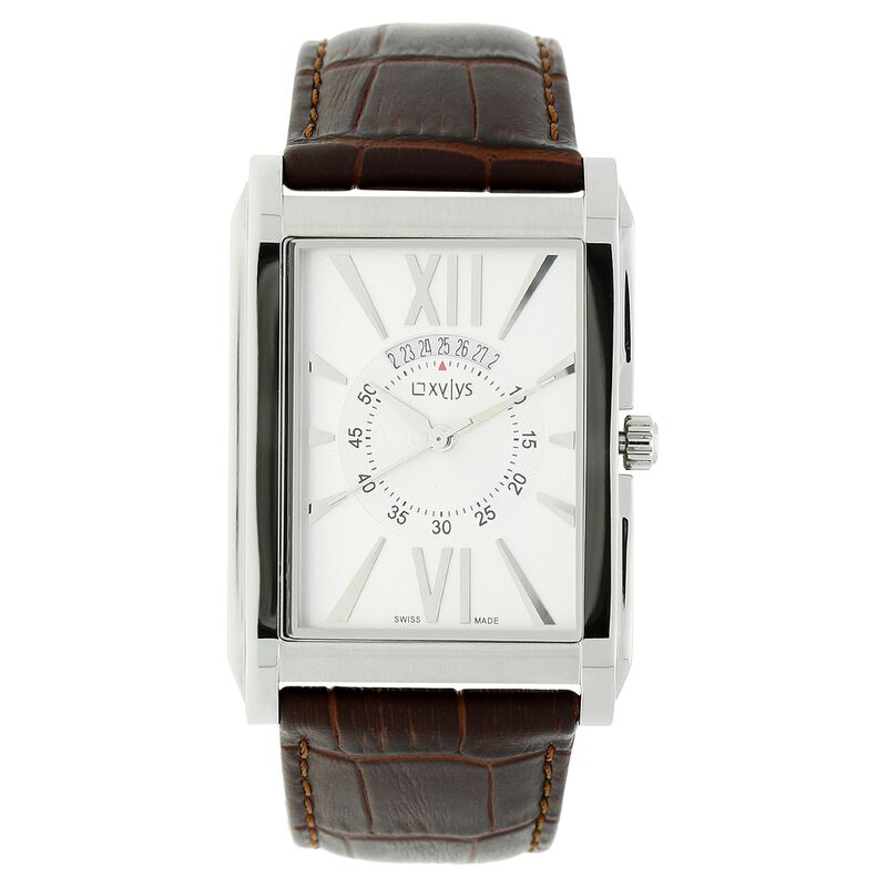Buy Online Xylys Swiss Analog with Date Brown Leather Strap and White ...