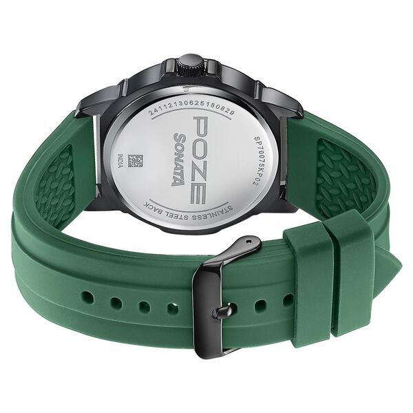 Buy Online Sonata Poze Quartz Analog Green Dial Green Silicone Strap ...