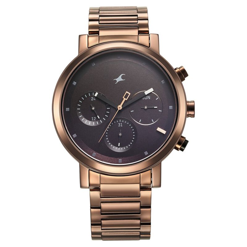 Buy Online Fastrack Tick Tock Quartz Analog Black Dial With Brown ...