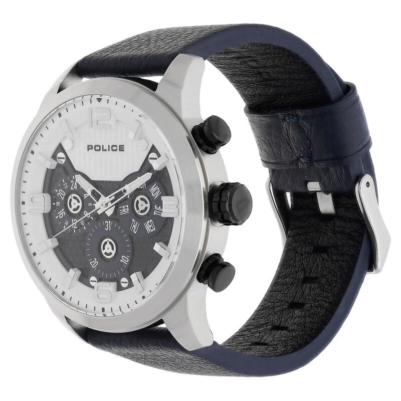 Buy Online Police Quartz Multifunction Silver Dial Leather Strap Watch ...