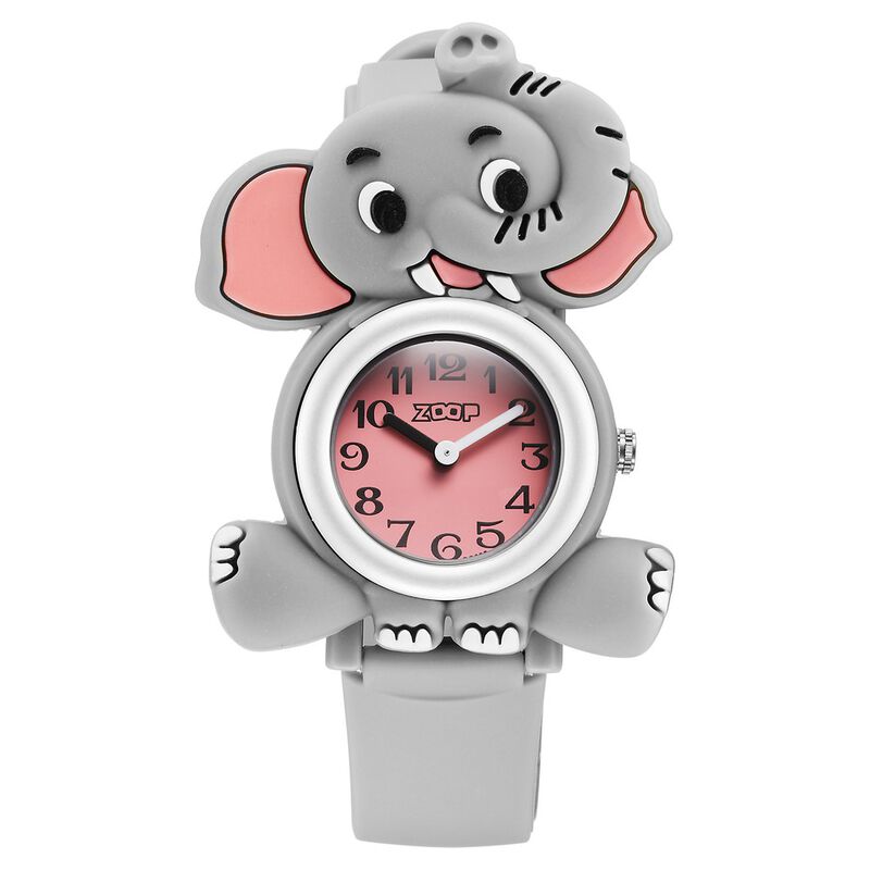 Buy Online Zoop Analog Elephant Watch with Pink Dial & Grey Strap for ...