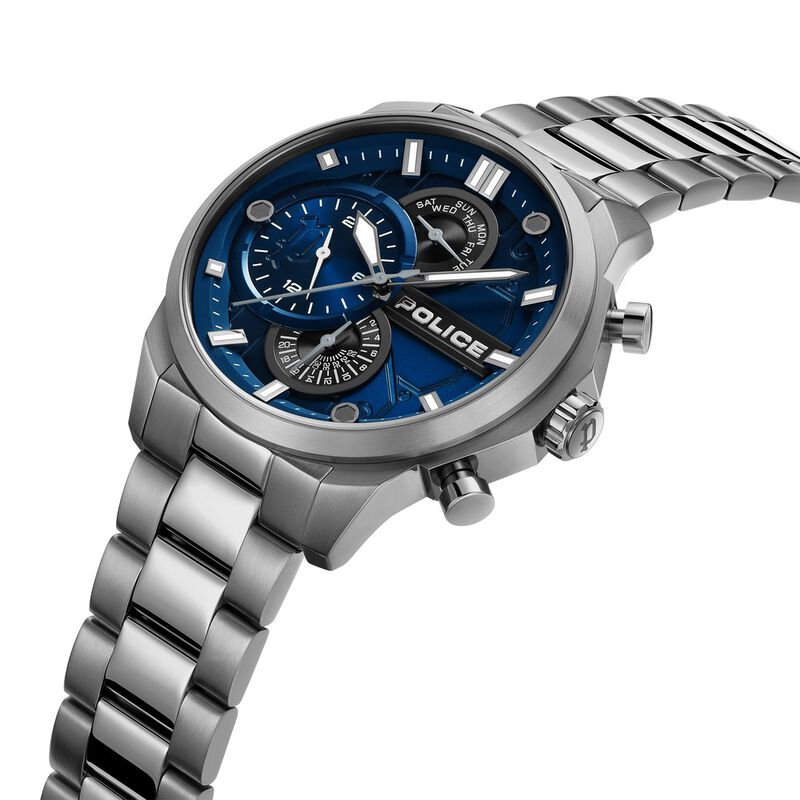 Buy Online Police Quartz Multifunction Blue Dial Grey Stainless Steel ...