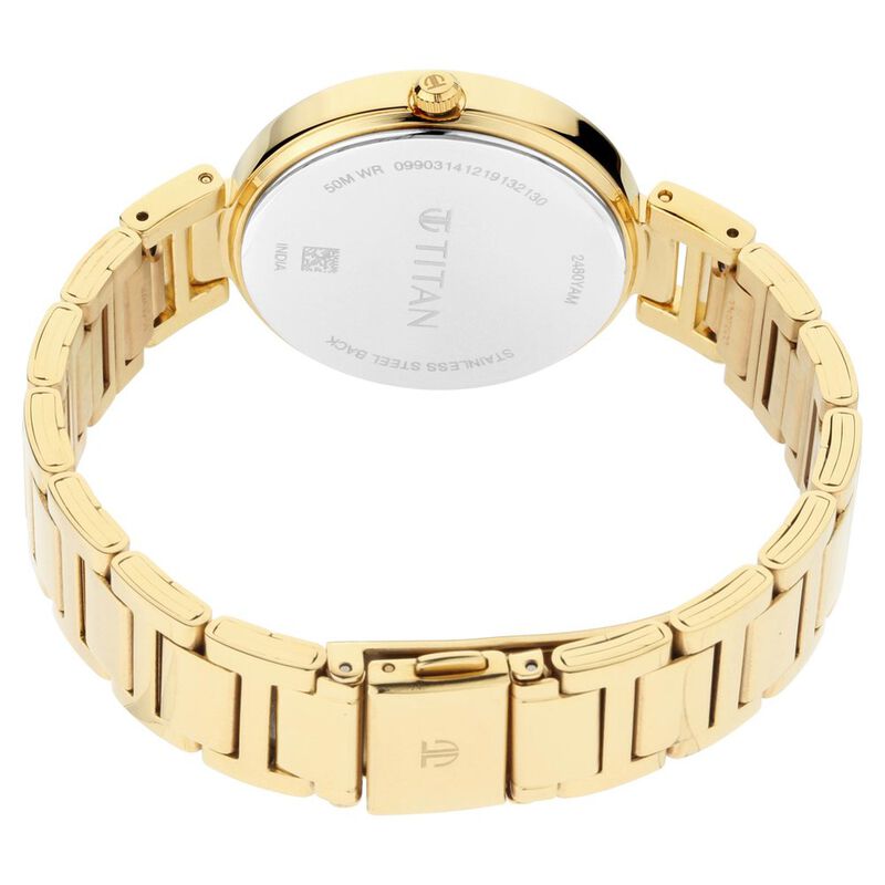 Buy Online Titan Sparkle Yellow Dial Analog with Date Metal Strap Watch ...