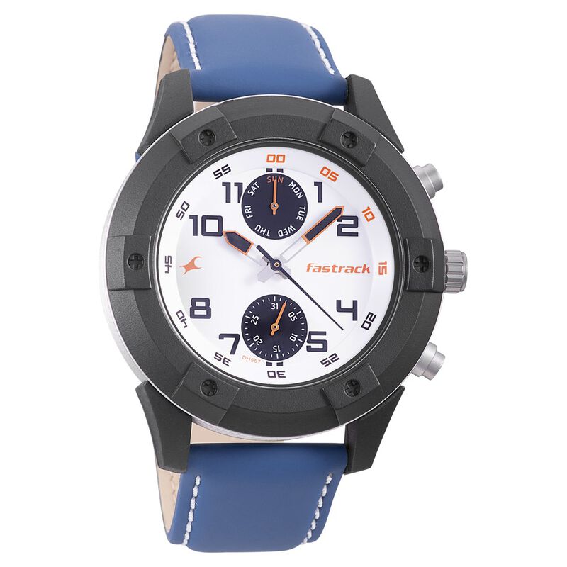 Buy Online Fastrack Modular Quartz Analog White Dial Leather Strap ...