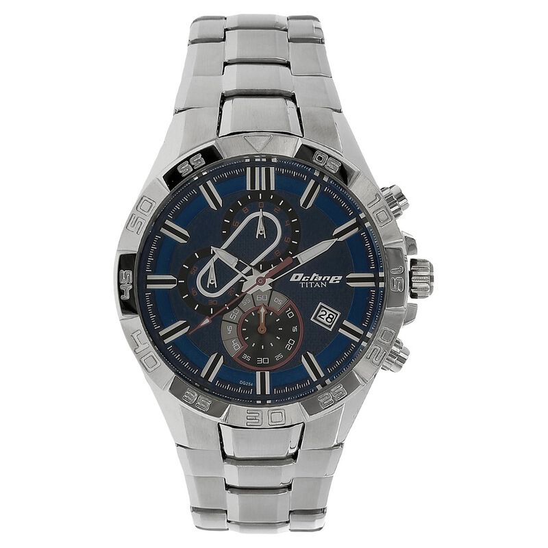 Buy Online Titan Quartz Chronograph Blue Dial Stainless Steel Strap ...