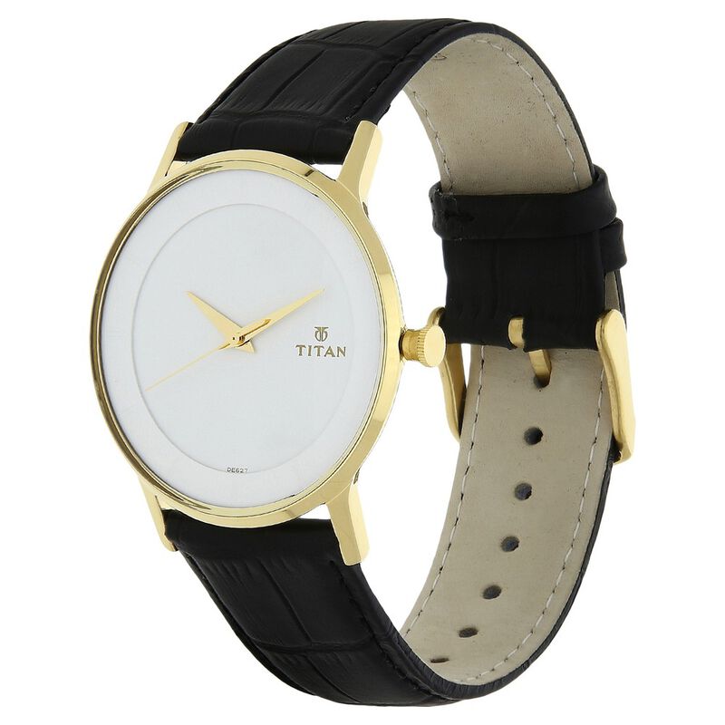 Buy Online Titan Men Analog White Dial Leather Strap Watch for Men ...