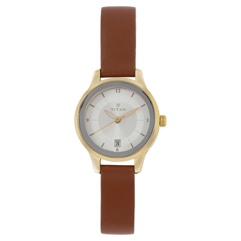 Buy Online Titan Quartz Analog Silver Dial Leather Strap Watch for ...