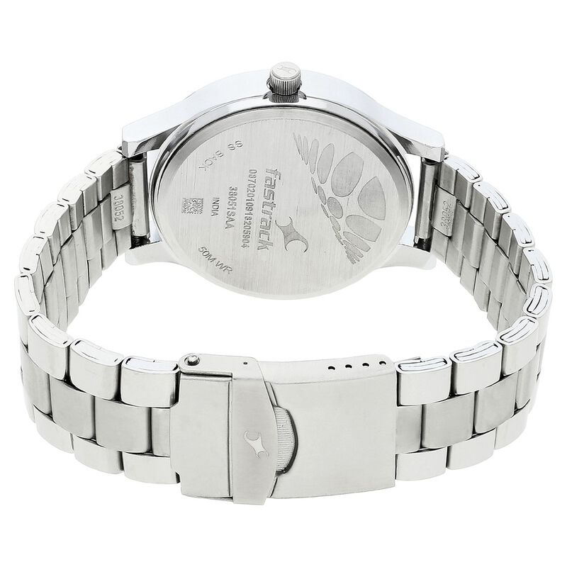 Buy Online Fastrack Bold Quartz Analog Black Dial Stainless Steel Strap ...