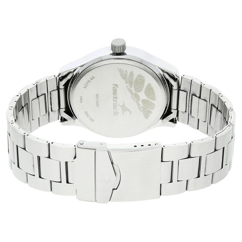 Buy Online Fastrack Bare Basics Quartz Analog Blue Dial Metal Strap ...