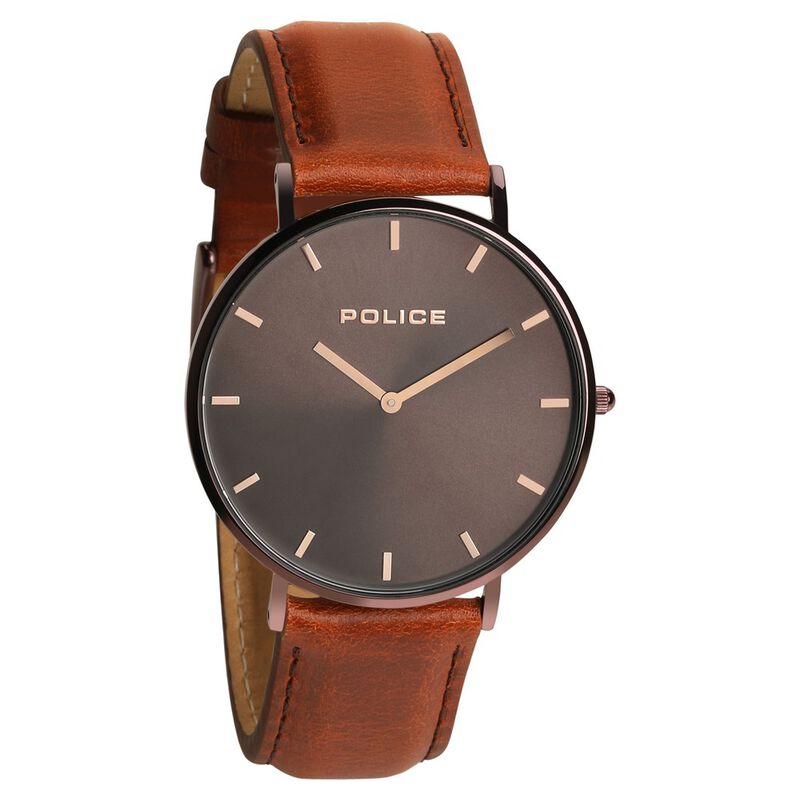Buy Online Police Quartz Analog Brown Dial Leather Strap Watch for Men ...