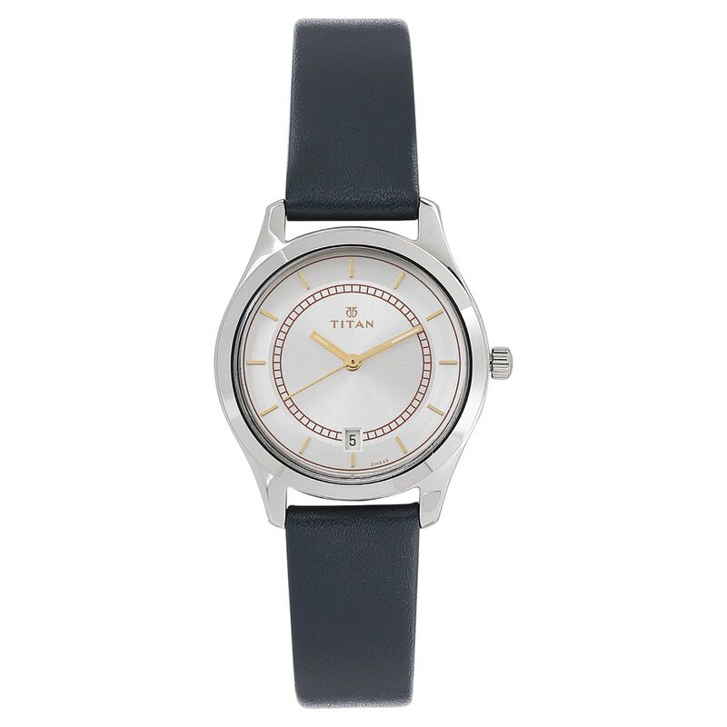 Buy Online Titan Workwear White Dial Analog with Date Leather Strap ...