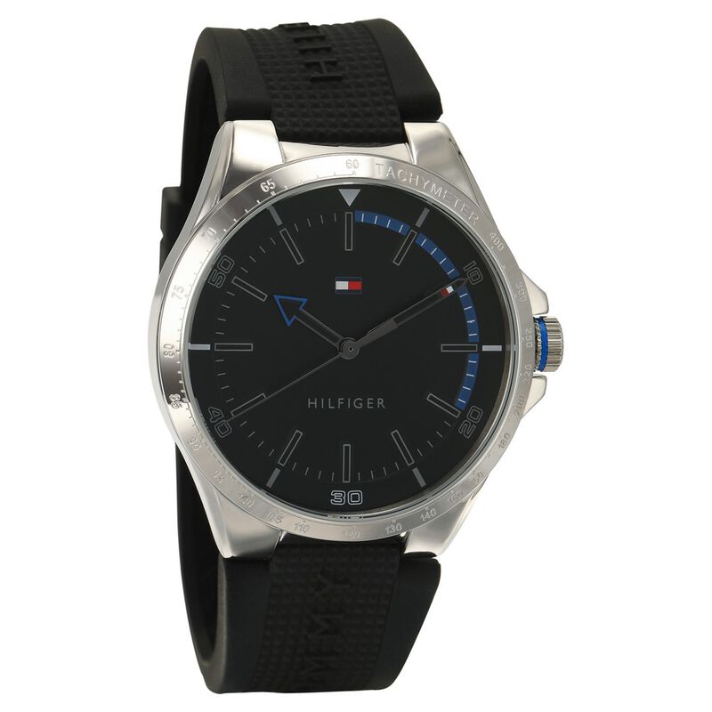 Buy Online Tommy Hilfiger Quartz Analog Black Dial Silicone Strap Watch ...