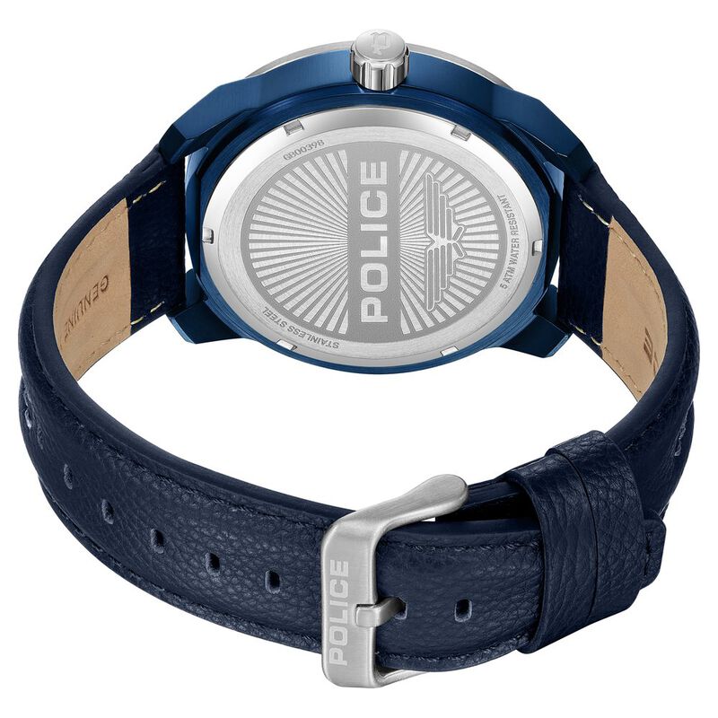 Buy Online Police Quartz Analog Silver Dial Blue Leather Strap Watch ...