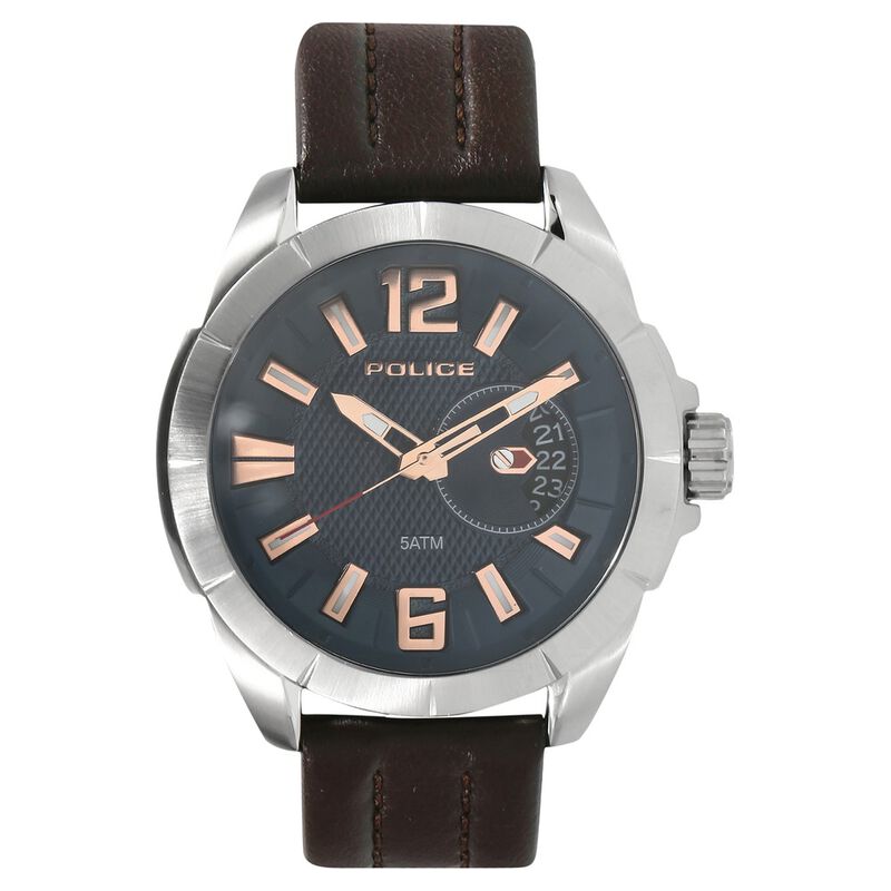 Buy Online Police Quartz Analog with Date Blue Dial Leather Strap Watch ...