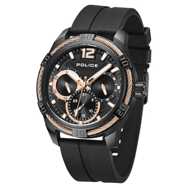 Buy Online Police Multifunction Black Dial Black Silicone Strap Watch ...
