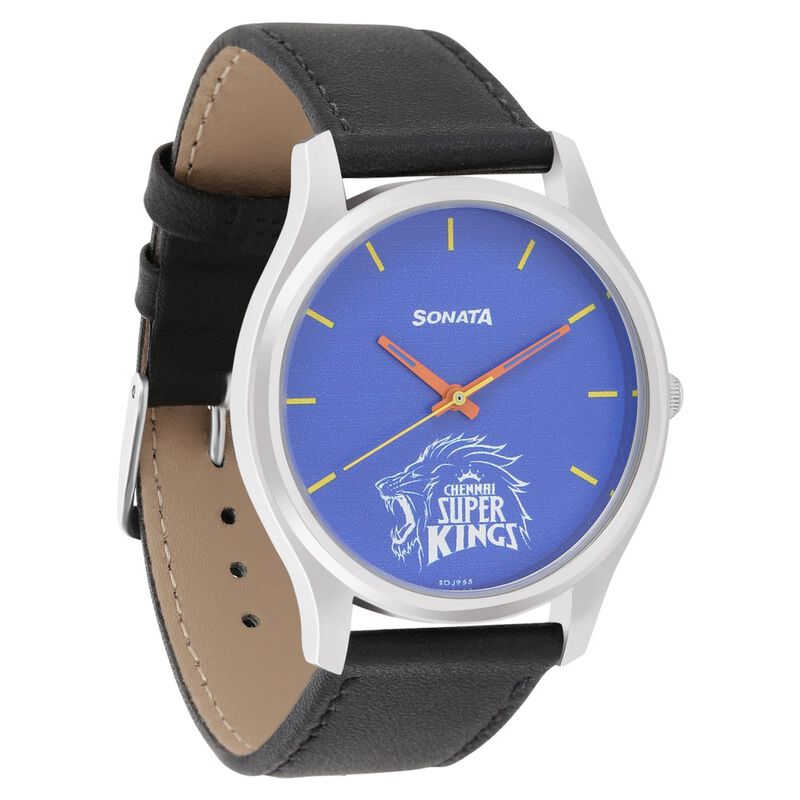 Buy Online Sonata CSK Quartz Analog Blue Dial Leather Strap Unisex ...