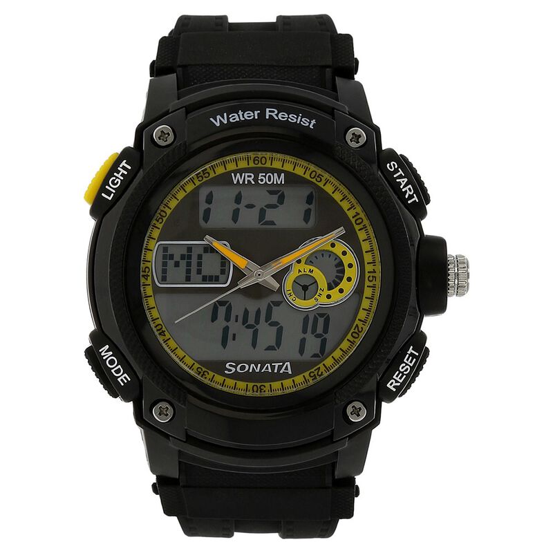 Buy Online SF Quartz Analog Digital Yellow Dial Plastic Strap Watch for ...