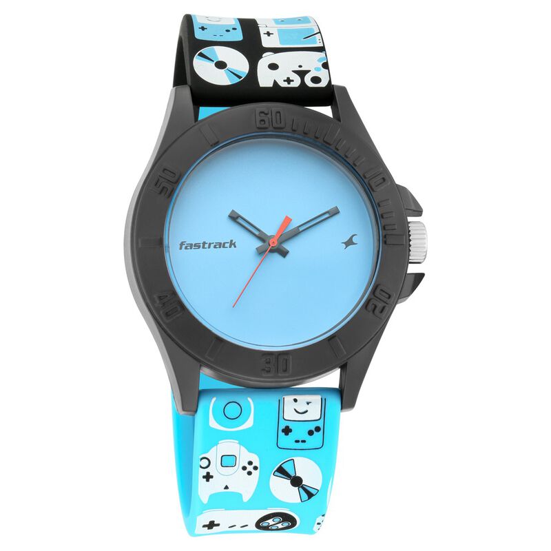 Buy Online Fastrack Arcade Quartz Analog Blue Dial Silicone Strap ...
