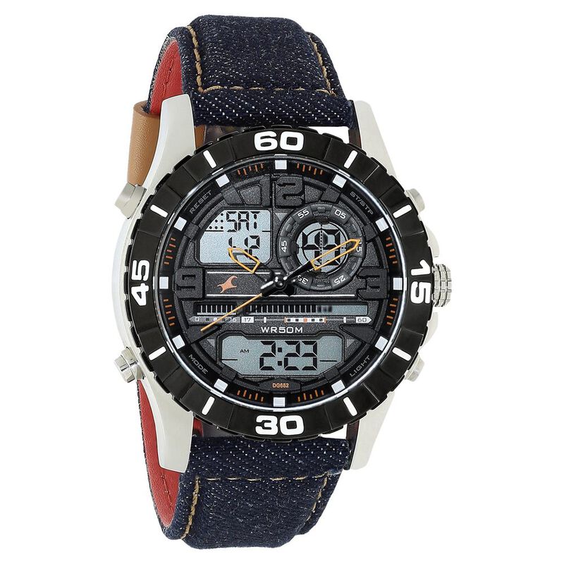 Buy Online Fastrack Denim Quartz Analog Digital Black Dial Denim Strap ...
