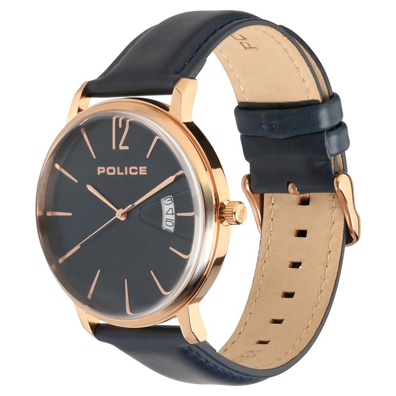 Buy Online Police Quartz Analog with Date Blue Dial Leather Strap Watch ...