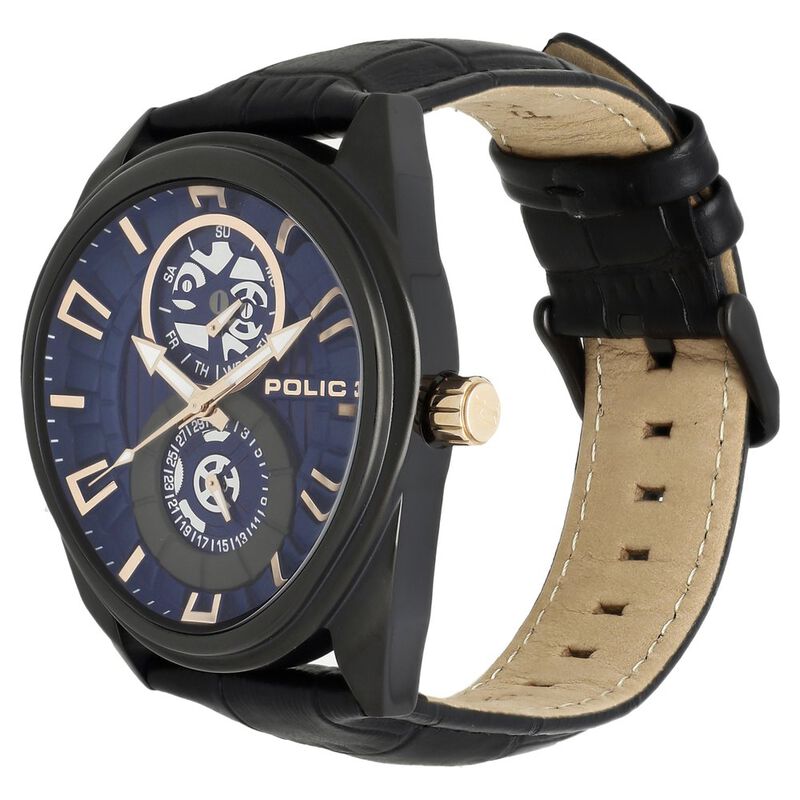 Buy Online Police Quartz Multifunction Blue Dial Leather Strap Watch ...