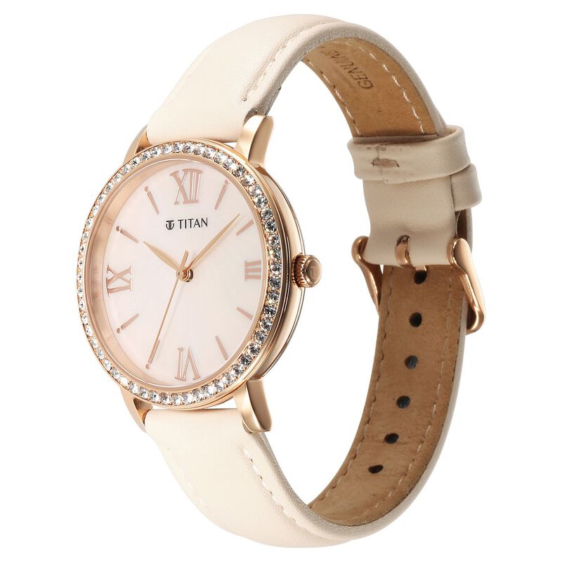 Buy Online Titan Purple Style Up Quartz Analog Pink Dial Leather Strap ...