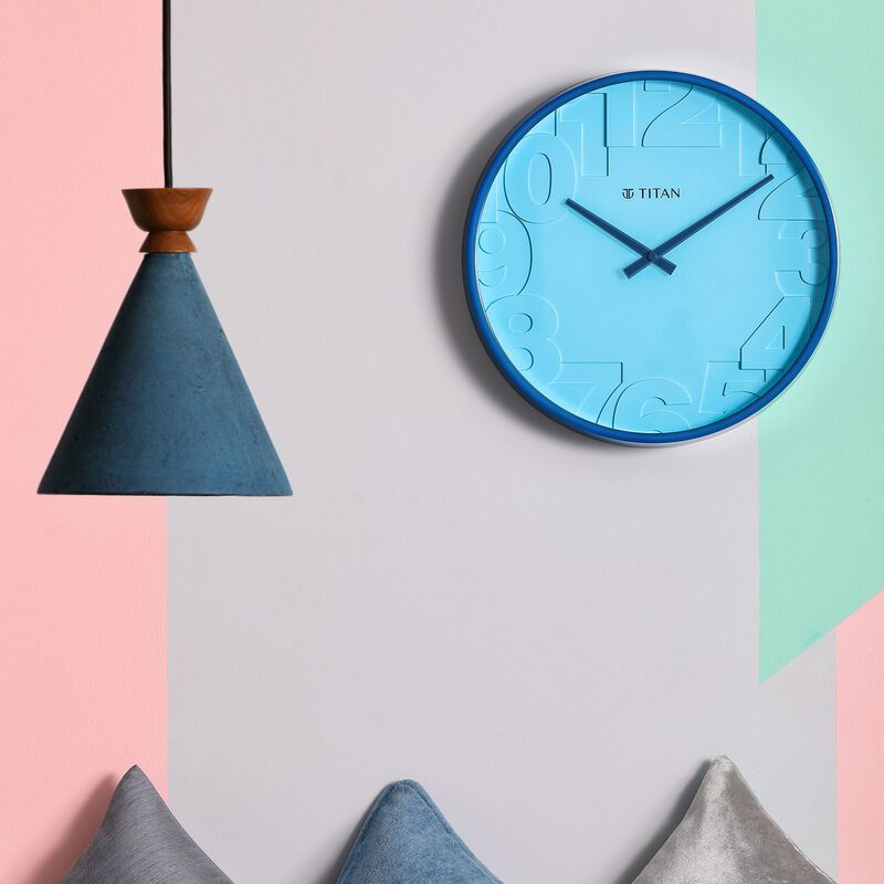 Buy Online Titan Contemporary Blue Wall Clock with Overlayed numbers ...