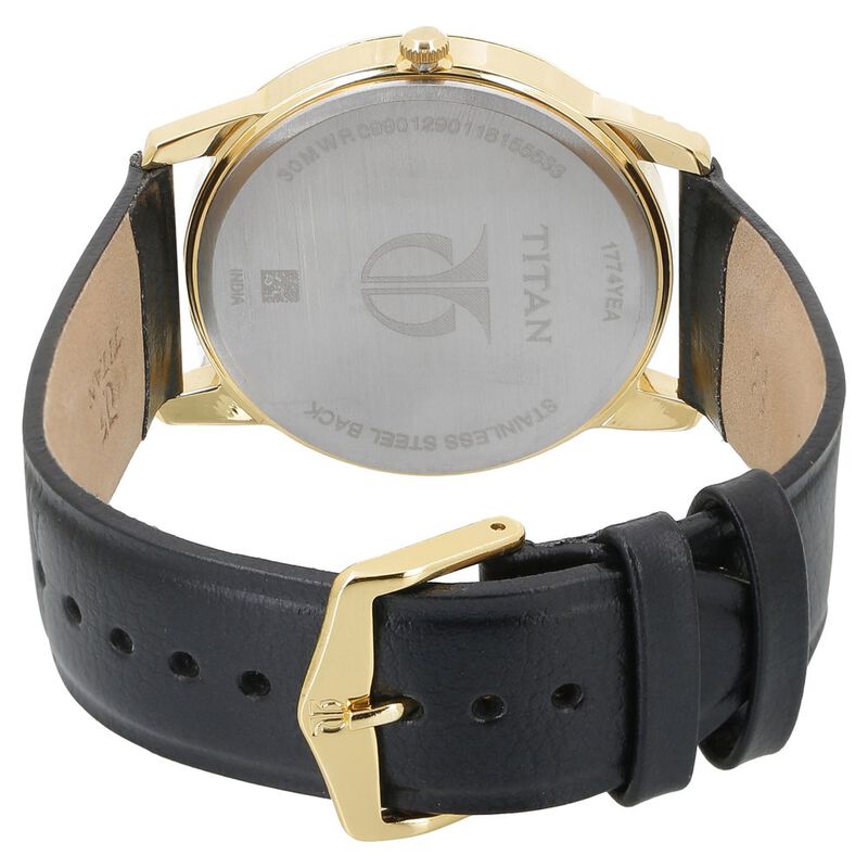 Buy Online Titan Analog Black Dial Day and Date Leather Strap watch for ...