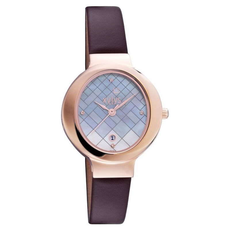 Buy Online Xylys Swiss Analog with Date Brown Leather Strap and Grey ...