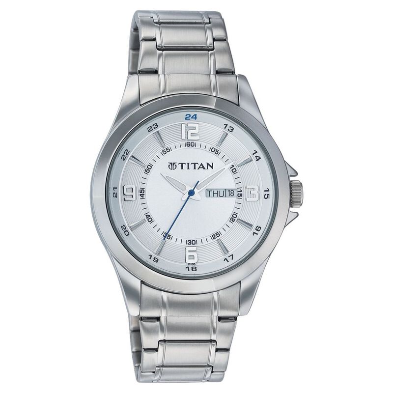 Buy Online Titan Quartz Analog with Day and Date Silver Dial Watch for ...