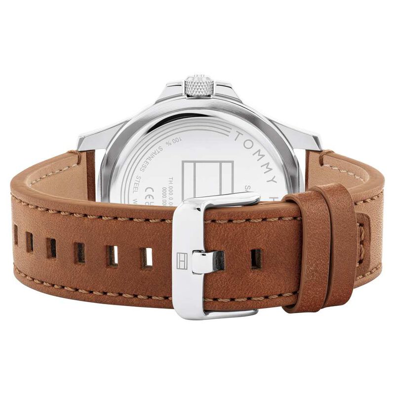 Buy Online Tommy Hilfiger Blue Dial Brown Colour Leather Strap Watch ...