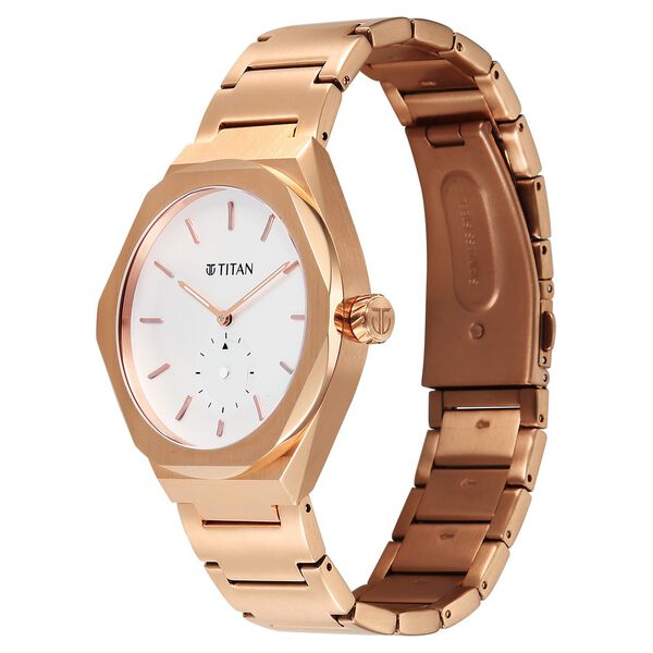Buy Online Titan Contour Analog with Small Second and White Dial Rose ...