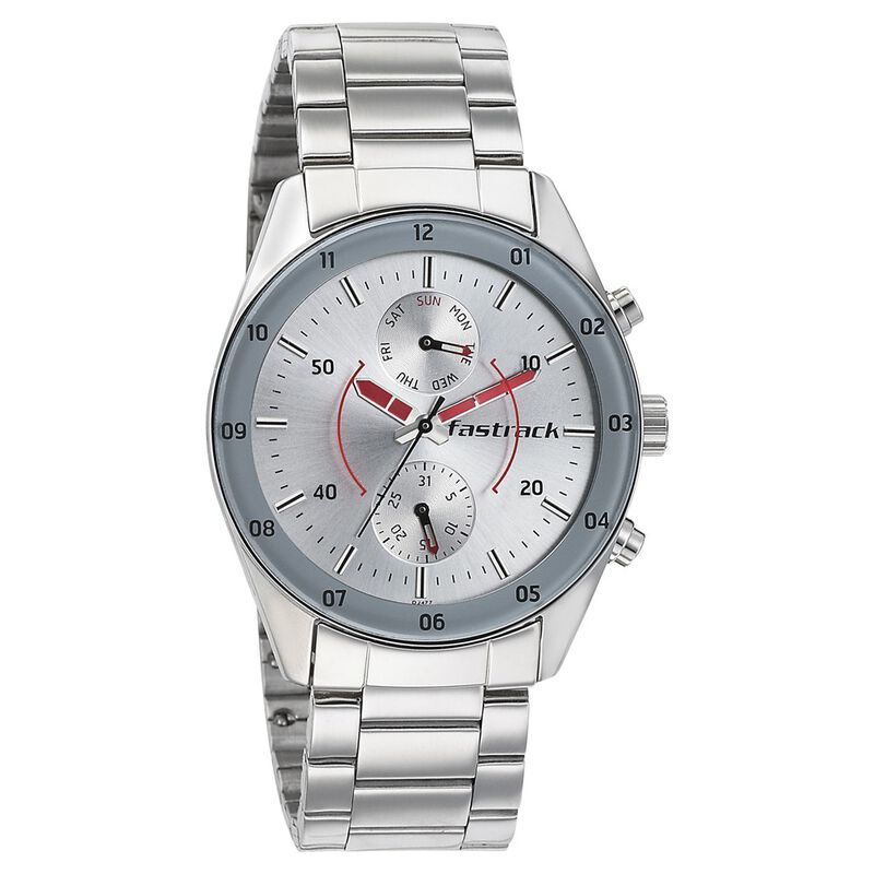 Buy Online Fastrack Space Rover Quartz Multifunction Silver Dial ...