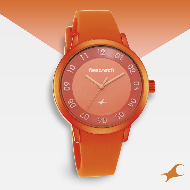 Buy Online Pop Colours Orange Dial Silicone Strap Watch for Girls ...