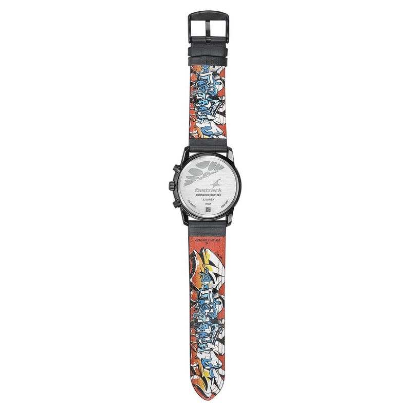 Buy Online Fastrack Go Skate Quartz Multifunction Black Dial Leather ...