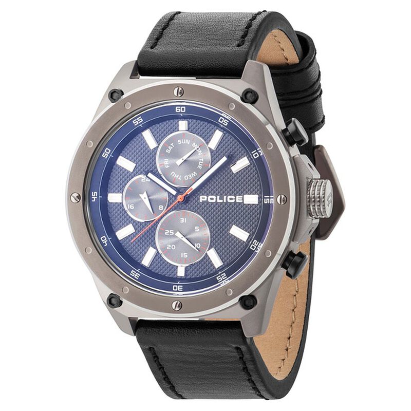 Buy Online Police Quartz Chronograph Black Dial Leather Strap Watch for ...