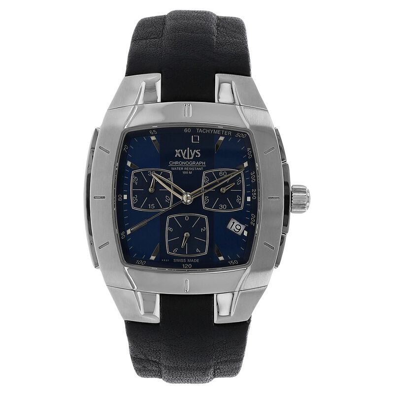 Buy Online Xylys Swiss Chronograph Black Leather Strap and Blue Dial ...