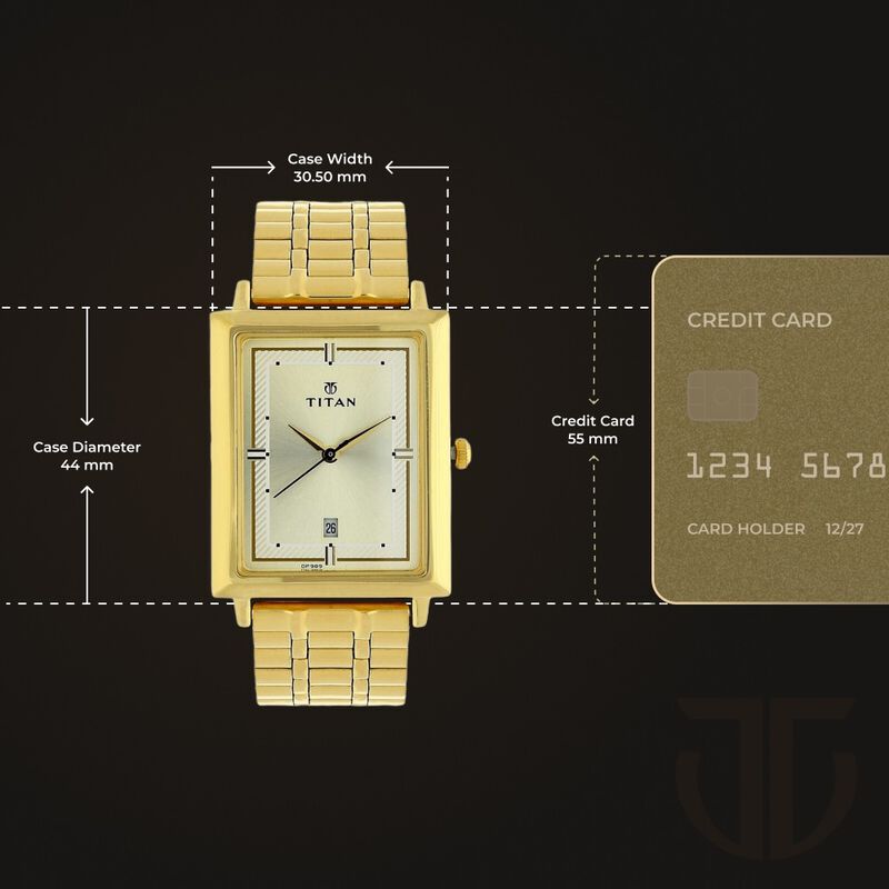 Buy Online Titan Quartz Analog with Date Champagne Dial Stainless Steel ...