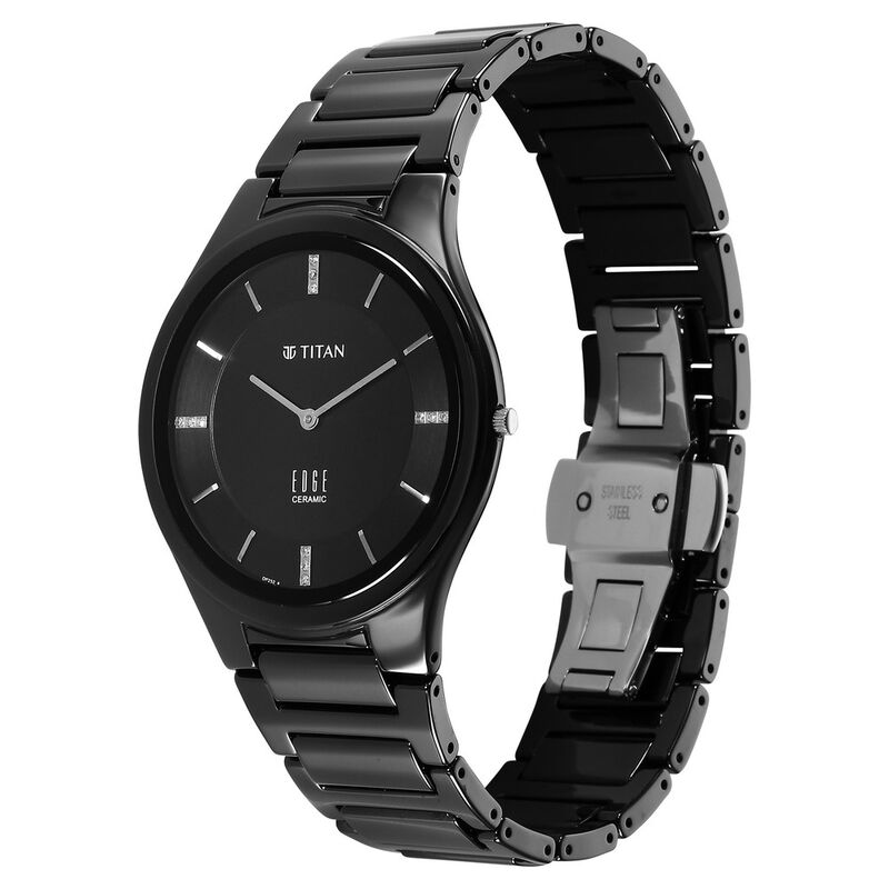 Buy Online Titan Edge Ceramic Quartz in Glossy Black with Diamonds and ...
